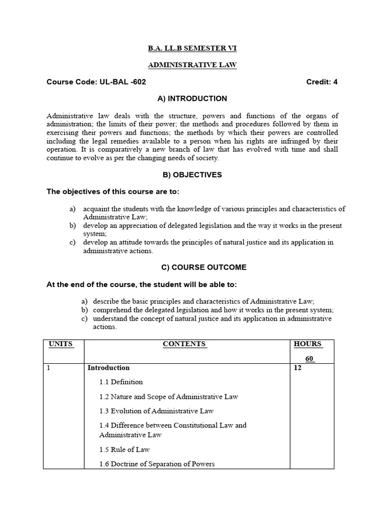 Sem Vi b.a.ll.B-bb.a.ll.b. (Hons.) Administrative Law_ Dmhsl.pdf | PDF | Administrative Law ...