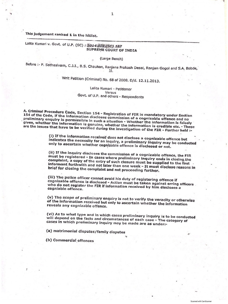 Lalita Kumari Judgement | PDF