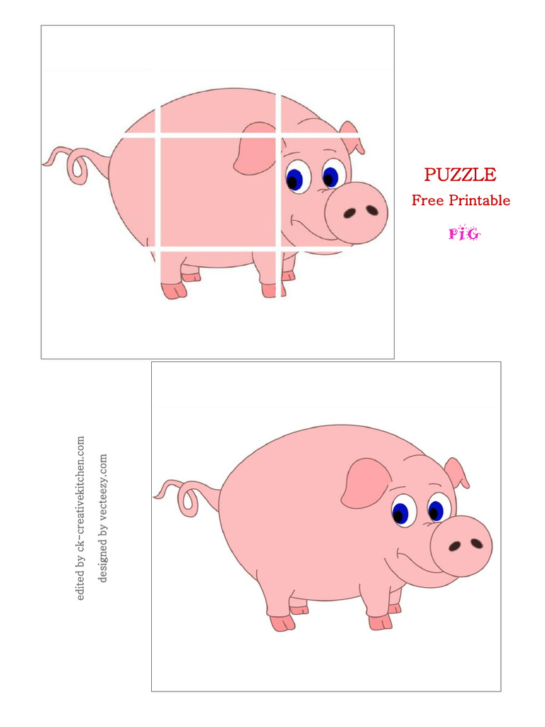 Free Printable Pig Puzzle | PDF