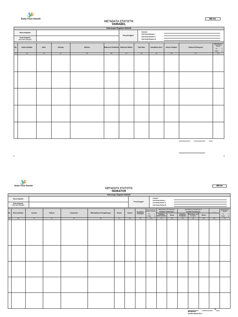 Metadata Statistik Variabel dan Indikator | PDF