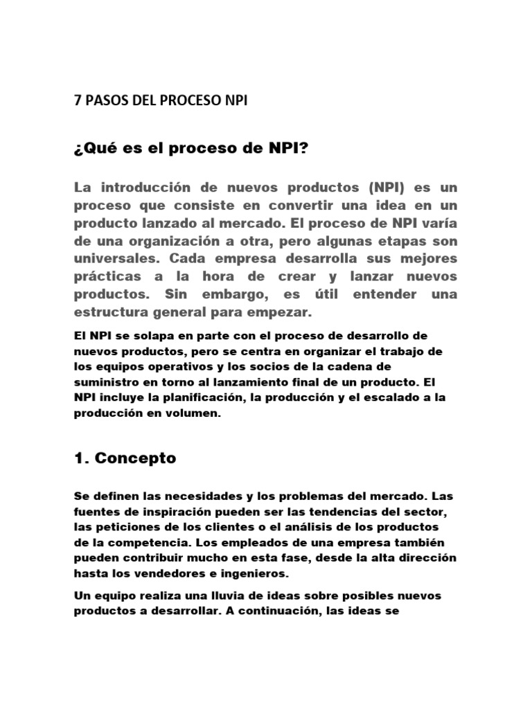 7 Pasos Del Proceso Npi | Descargar gratis PDF | Business | Calidad ...