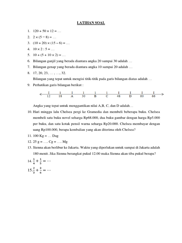 Latihan Soal Matematika Sederhana | PDF | Griya & Taman | Seni