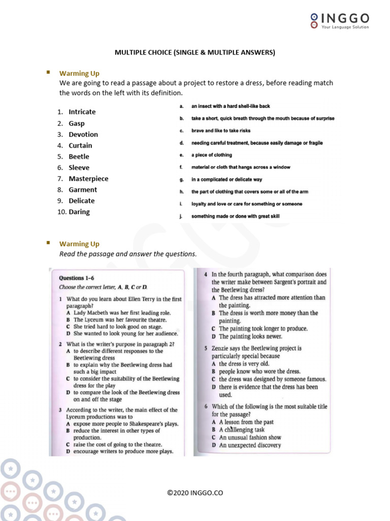 READING 2 - Multiple Choice | PDF