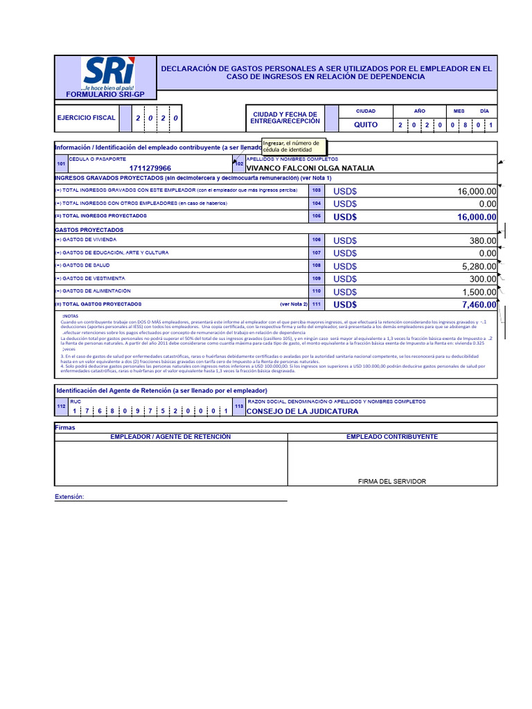 Formulario SRI GP 2020 97797 | PDF | Impuesto sobre la renta | Impuestos