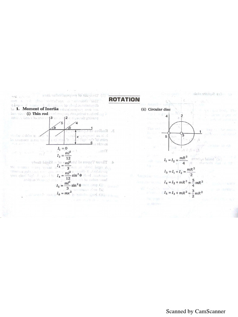 Rotational Mechanics Formulas | PDF