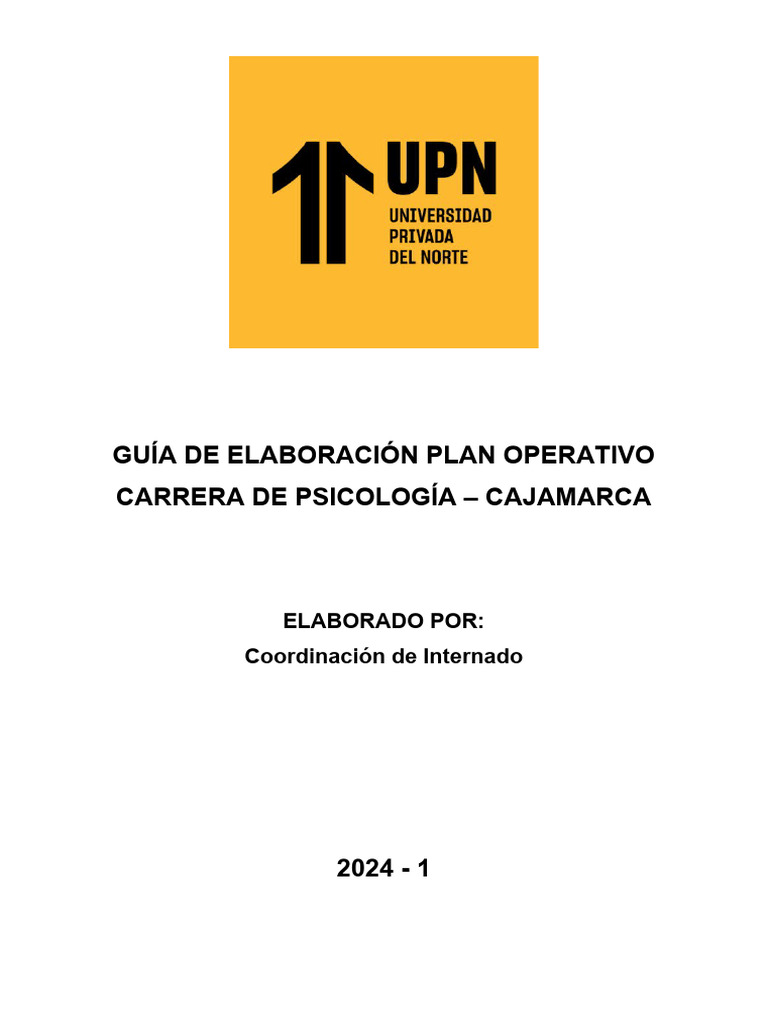 GUIA de Plan Operativo Internado 2024-1 | PDF | Sicología | Caso de estudio