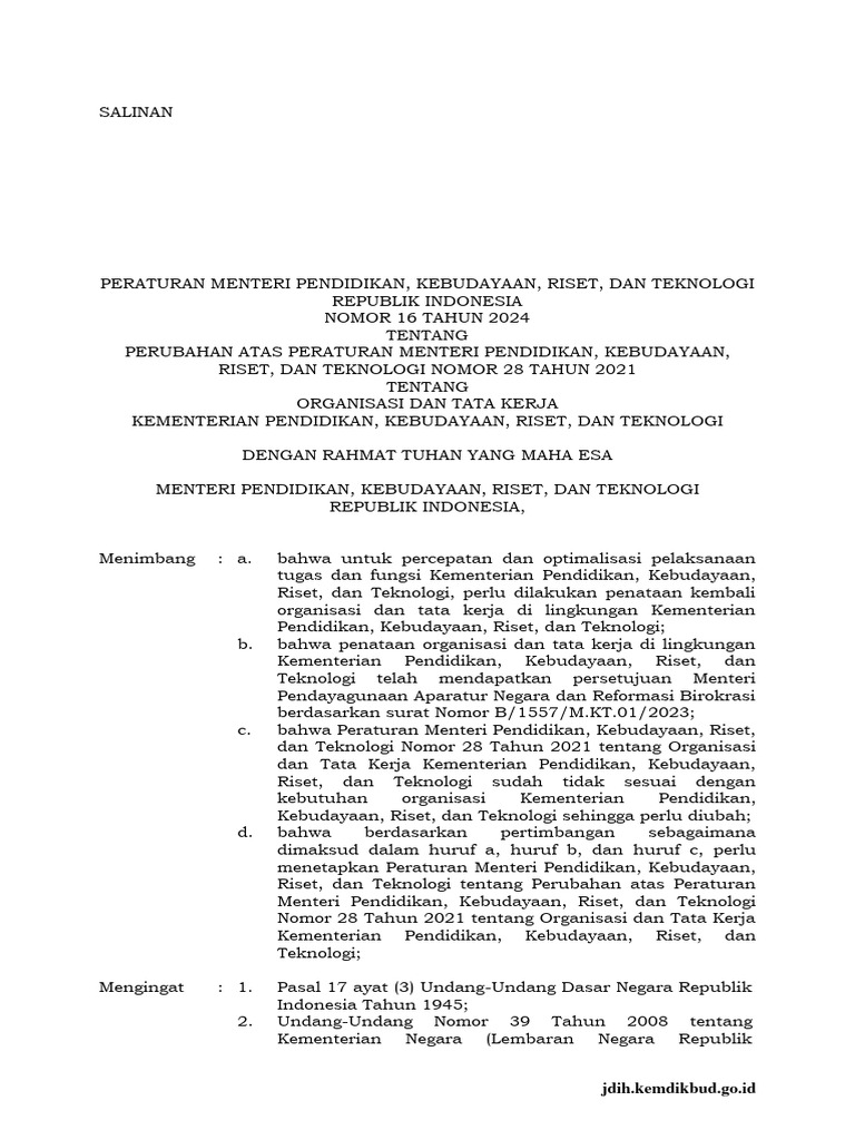 Jdih Kemdikbud Go Id Sjdih Siperpu Dokumen Salinan Salinan