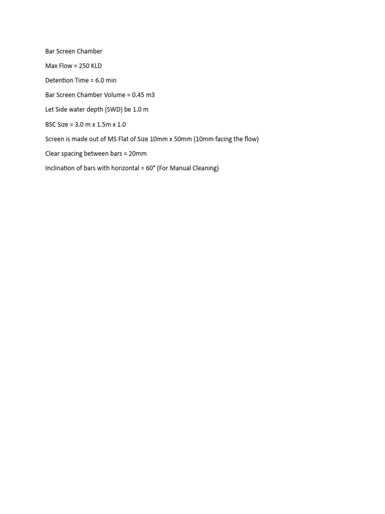 Bar Screen Chamber Specifications | PDF