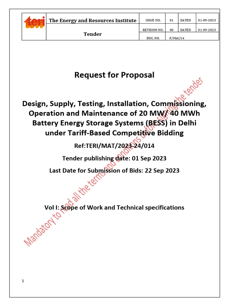 Vol 1 Sow and Technical Specs Updated | PDF | Electrical Grid ...
