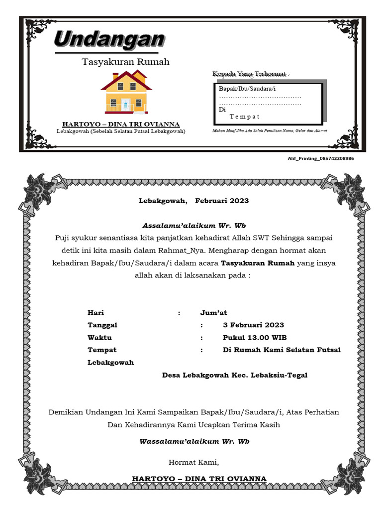 Undangan Syukuran Rumah | PDF