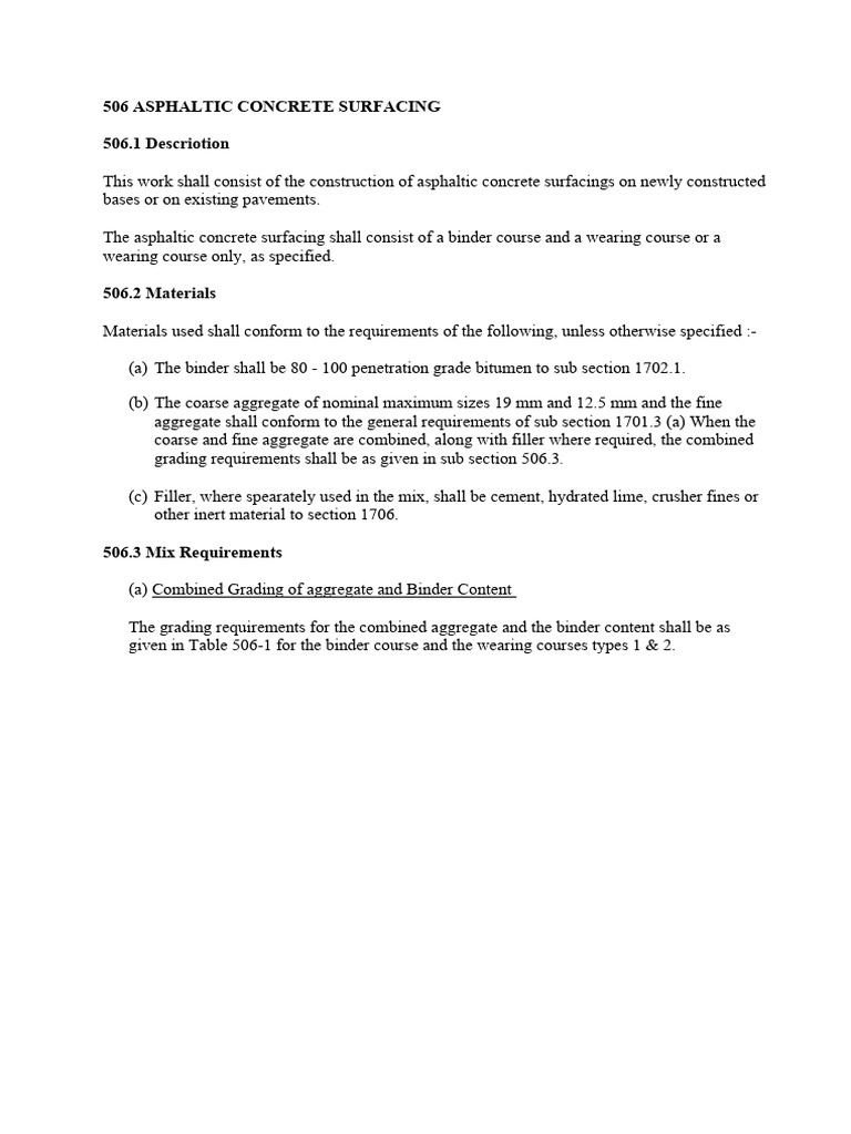 Asphaltic Concrete Surfacing | PDF | Concrete | Road Surface