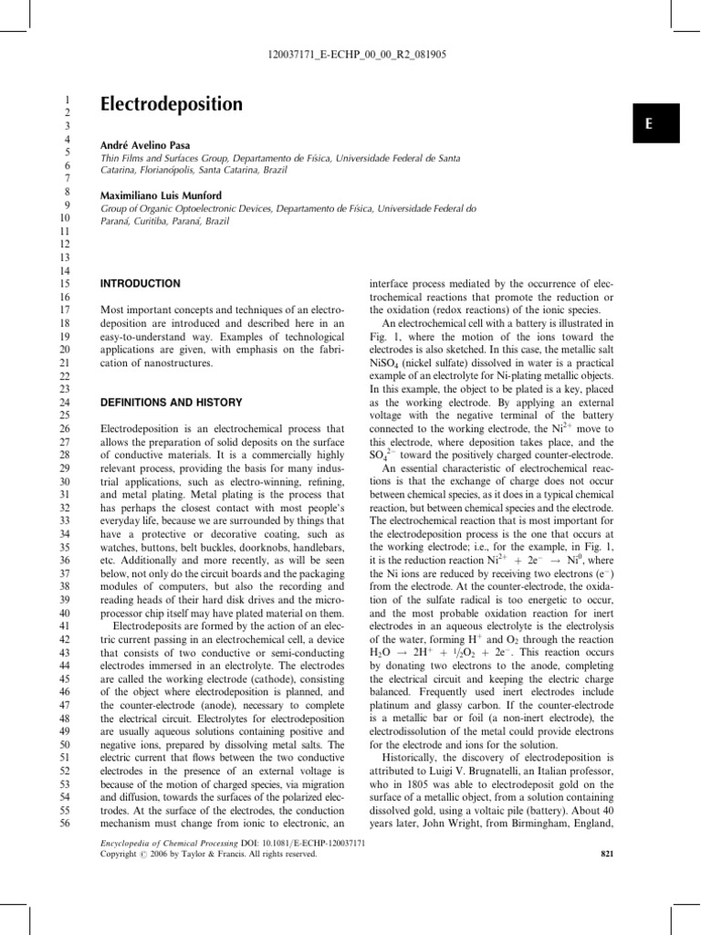 electrodeposition | PDF | Electrochemistry | Electrode