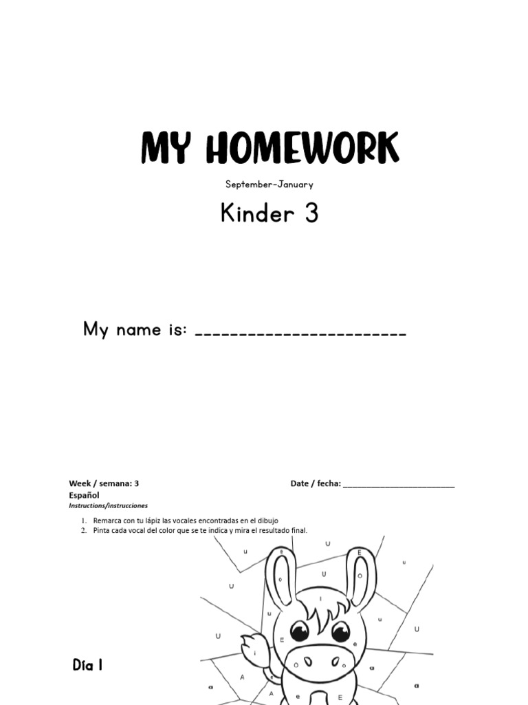 Homework Kinder 3 | PDF | Lingüística | Ortografía