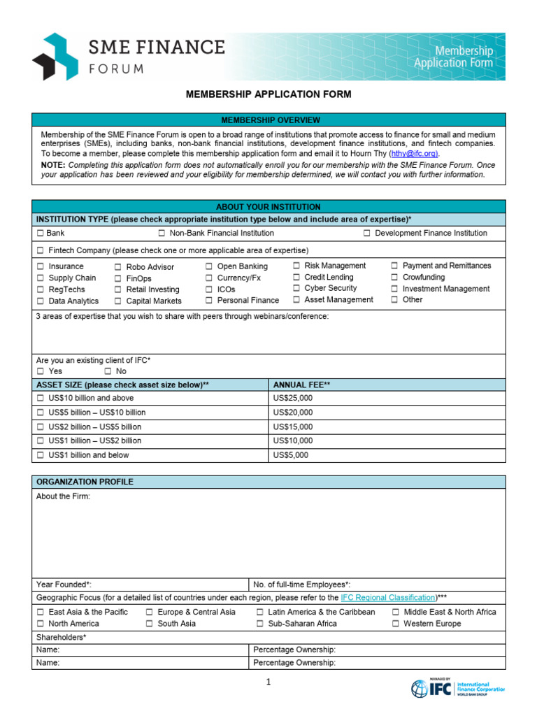 SMEFF Membership Form-Master-Fillable | PDF | Non Bank Financial ...