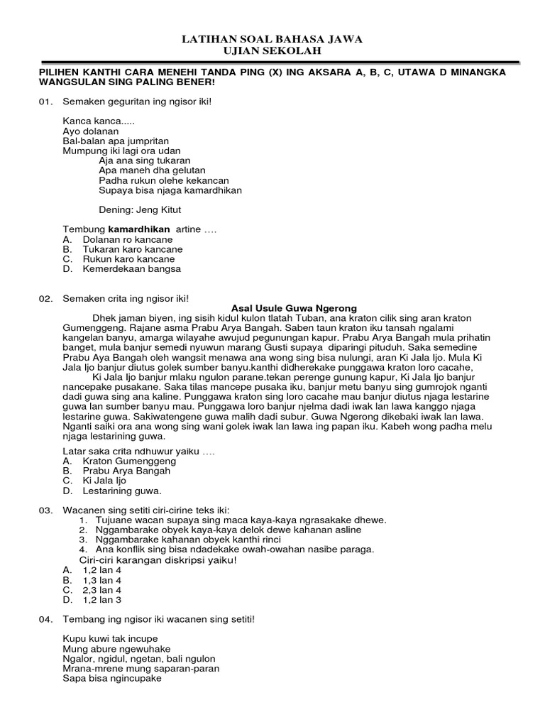 Latihan Soal BHS Jawa | PDF