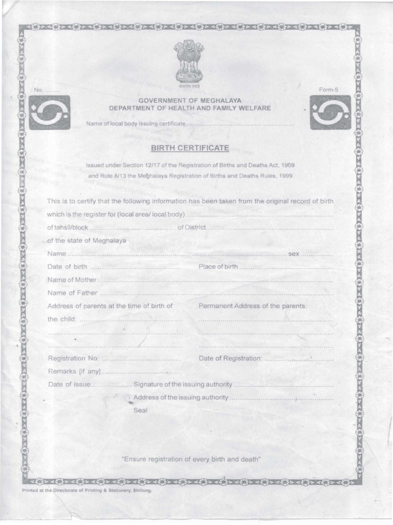 Meghalaya | PDF | Birth Certificate | Family
