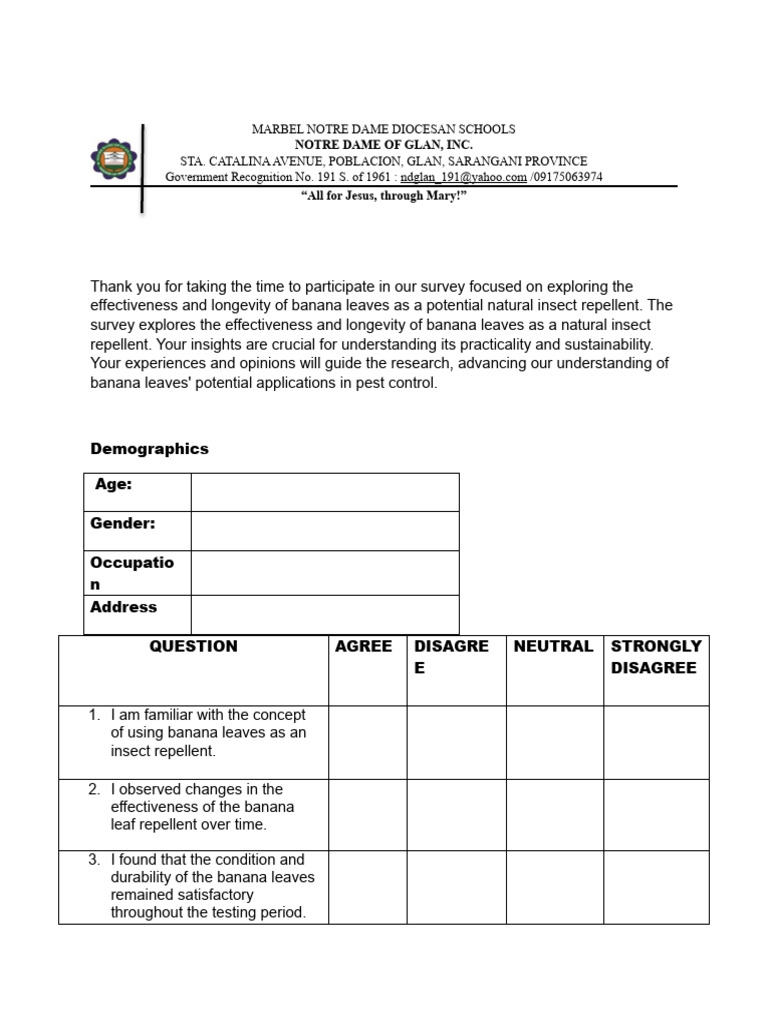 Survey Questionairre | PDF