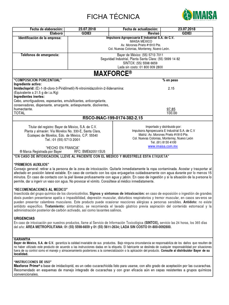 MAXFORCE PRIME - Ficha Tecnica | PDF