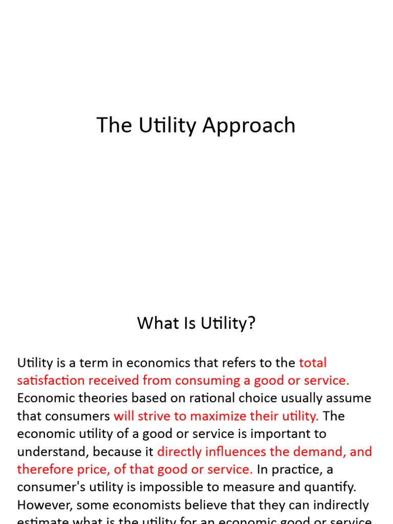 Lec-5 (The Utility Approach) | PDF | Utility | Economics