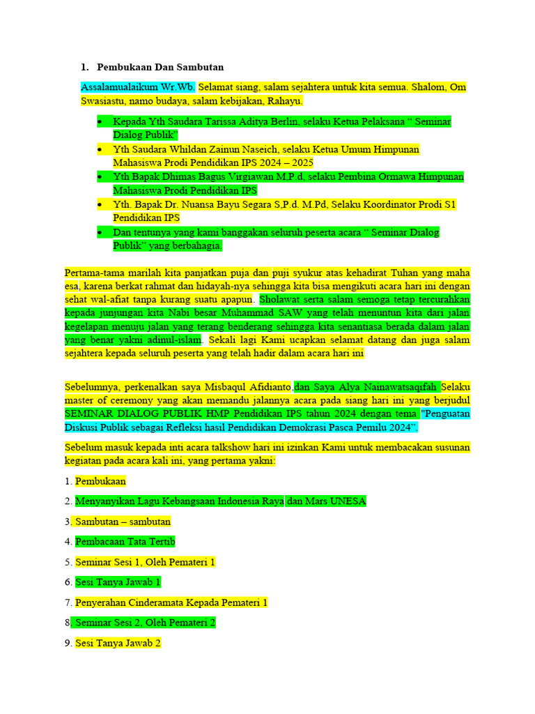 MC Talkshow 1 | PDF | Karier & Perkembangan