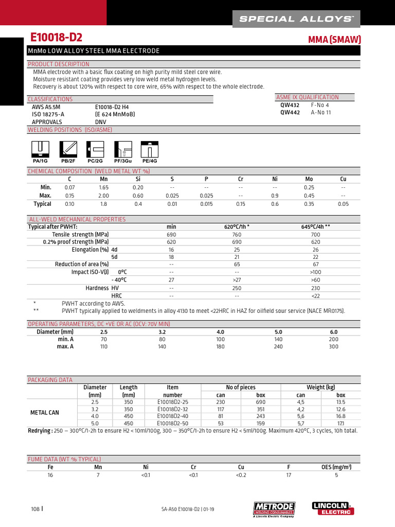 E10018d2-Eng LINCOLN | PDF | Materials | Metals