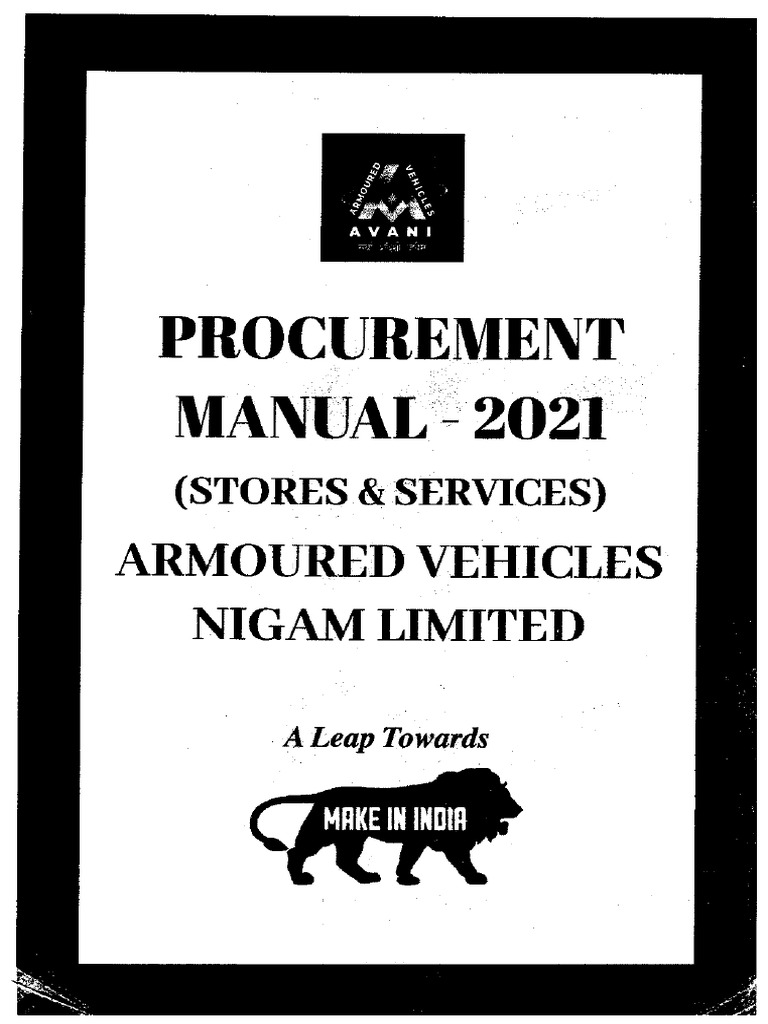 AVNL Procurement Manual 2021 Overview | PDF | Procurement | Startup Company