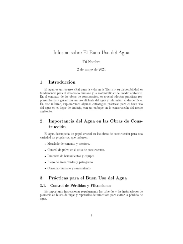 El Buen Uso Del Agua | PDF | Agua | Sustentabilidad