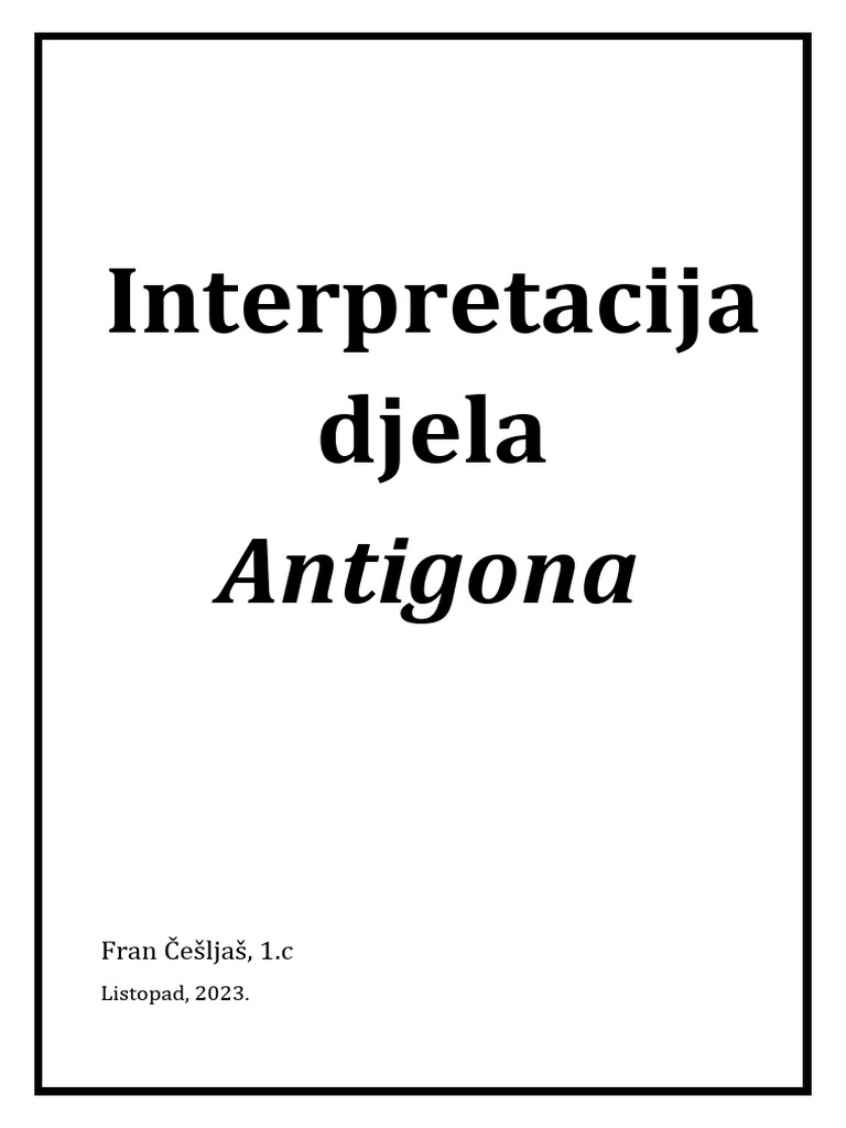 Interpretacija Djela Antigona | PDF