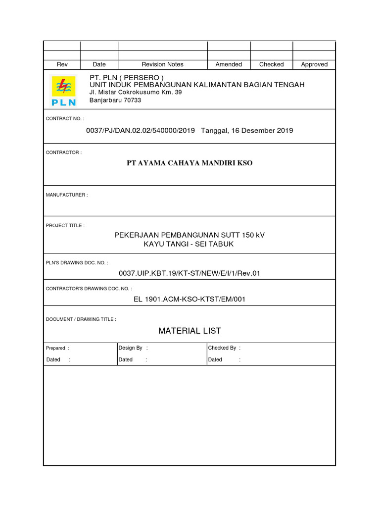 Material List for 150 kV SUTT Project | PDF | Insulator (Electricity ...