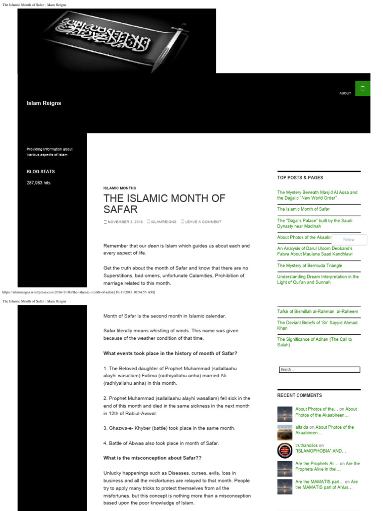 The Islamic Month of Safar | PDF | Quran | Islam