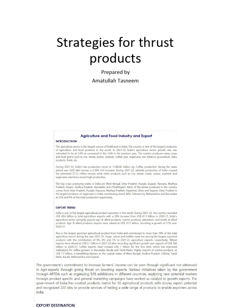 Stretegies For Thrust Products | PDF | Peanuts | Food Industry