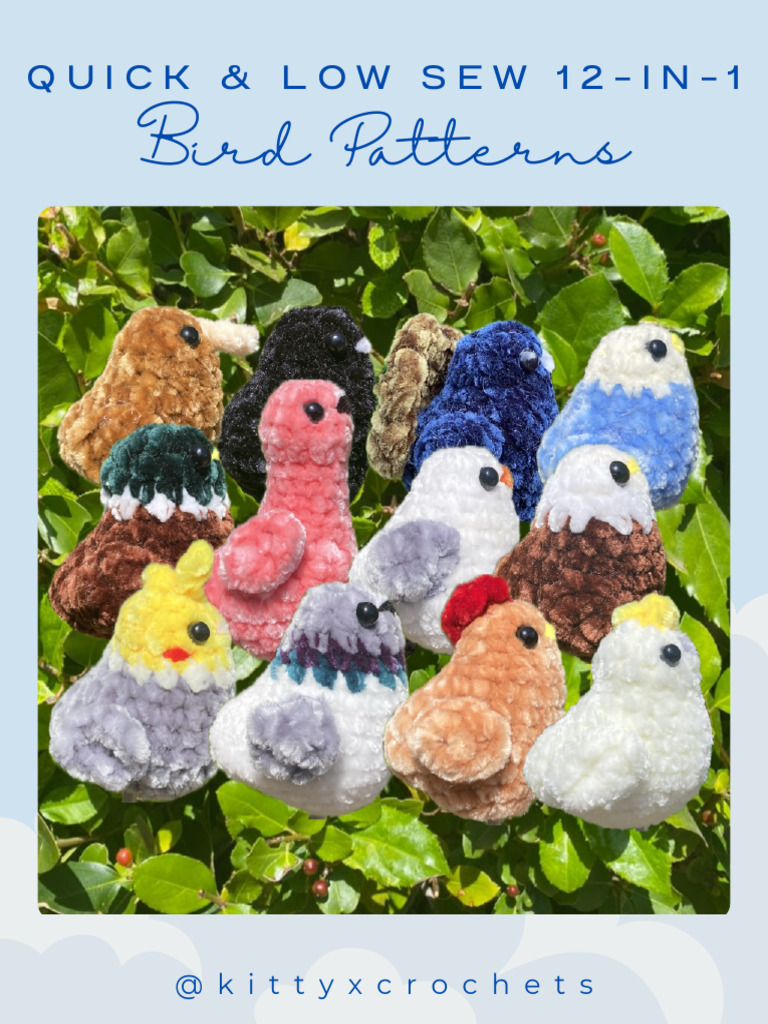 Bird 12 in 1 Pattern - Kittyxcrochets | PDF | Crochet | Embroidery