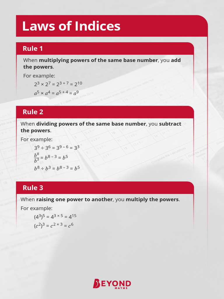Laws of Indices Poster Ver 1 | PDF