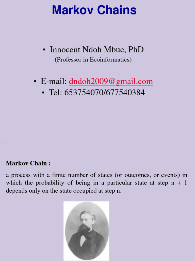 Markov Chains - Lectures - CMC - 2024 | PDF | Markov Chain | Matrix (Mathematics)