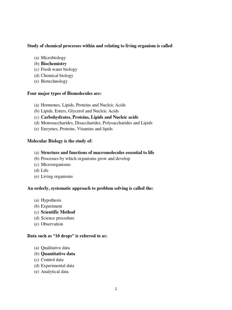 Biochemistry MCQs | PDF | Intermolecular Force | Glycolysis