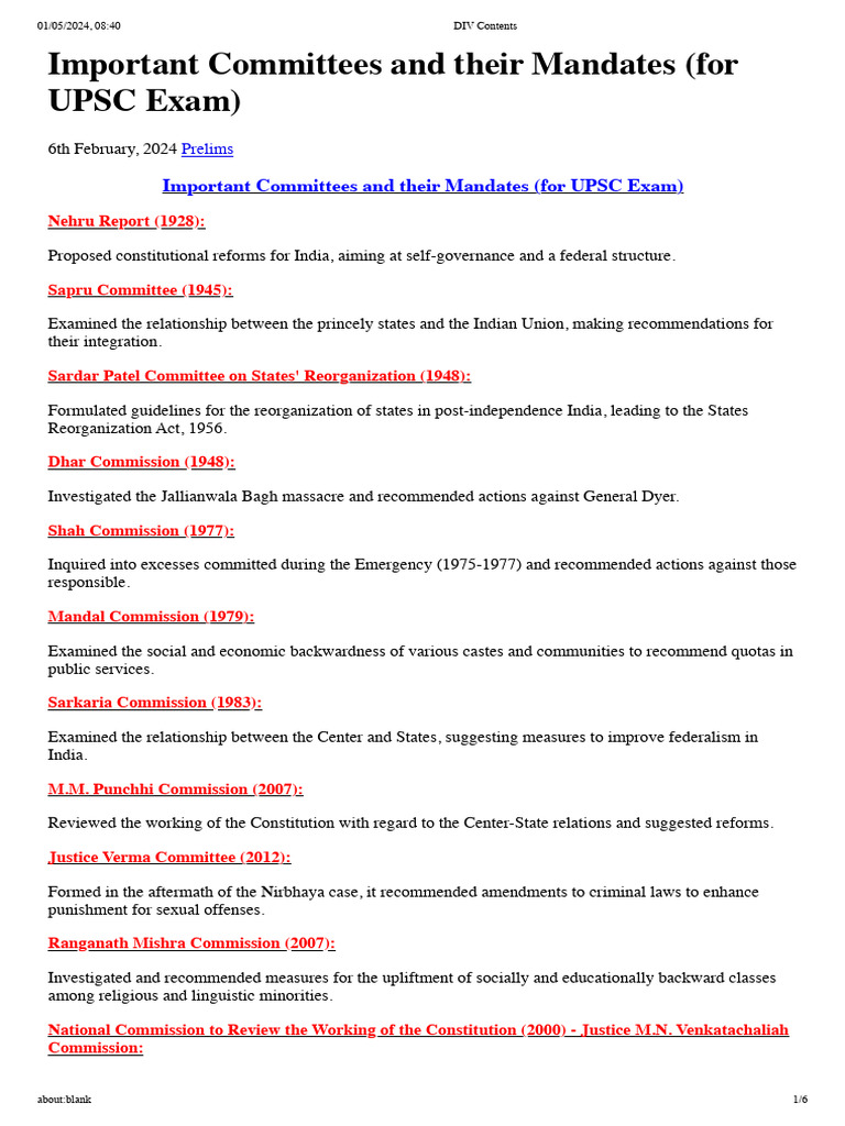 Committees | PDF | Government Of India