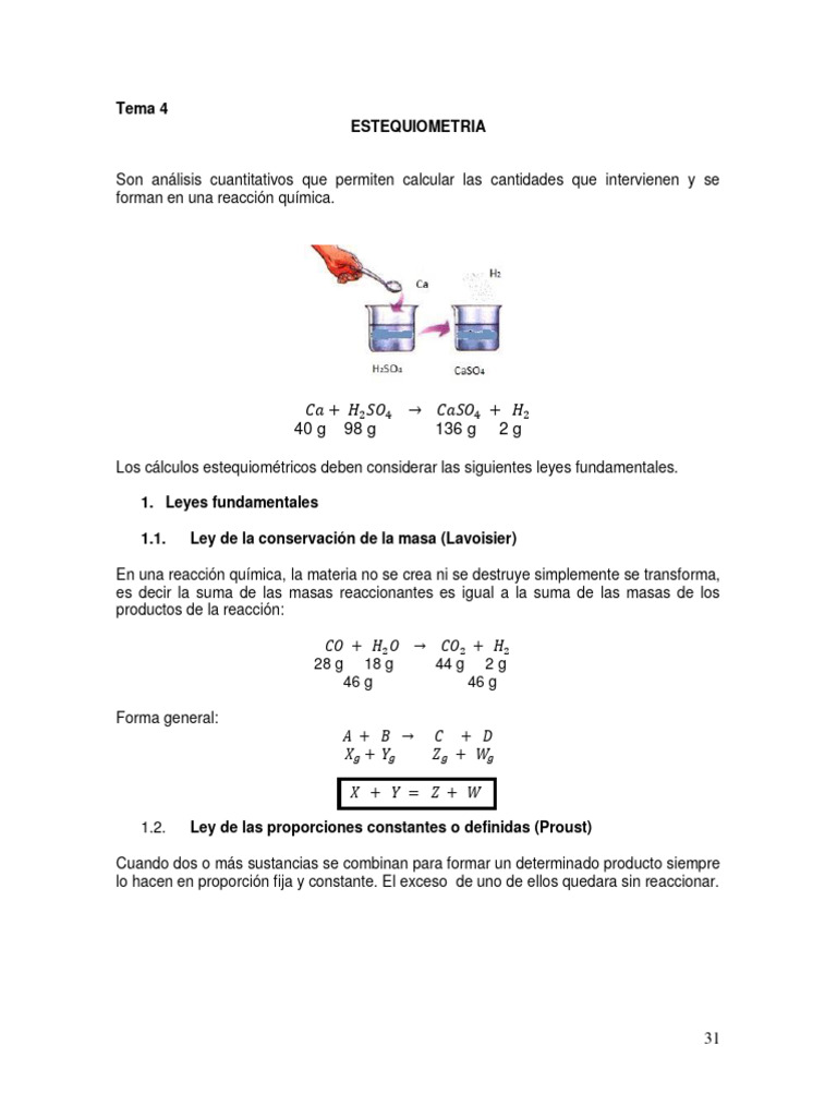 Estequiometria | PDF | Estequiometría | Sustancias químicas