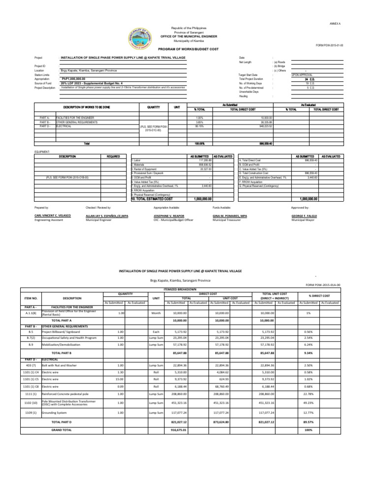 Installation of Single Phase Power Supply Line | PDF | Value Added Tax ...