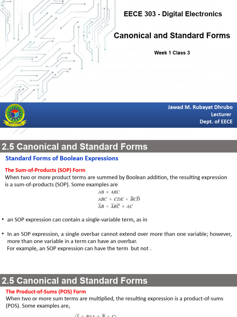 Canonical & Standard Forms in Digital Electronics | PDF | Arithmetic ...
