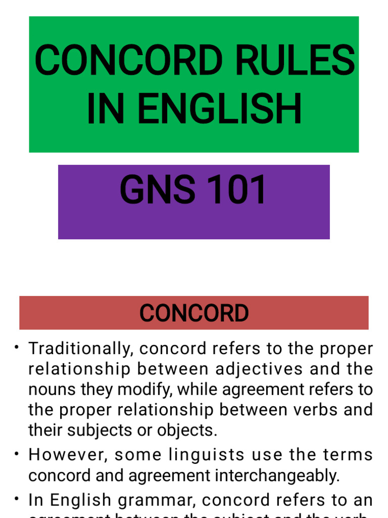 Concord Rules in English | PDF | Grammatical Number | Plural