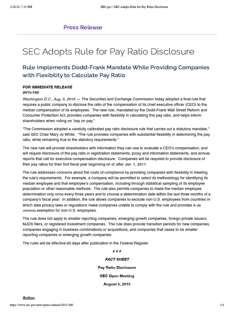 SEC - Gov - SEC Adopts Rule For Pay Ratio Disclosure | Download Free ... SEC - Gov - SEC Adopts Rule For Pay Ratio Disclosure | Download Free ...