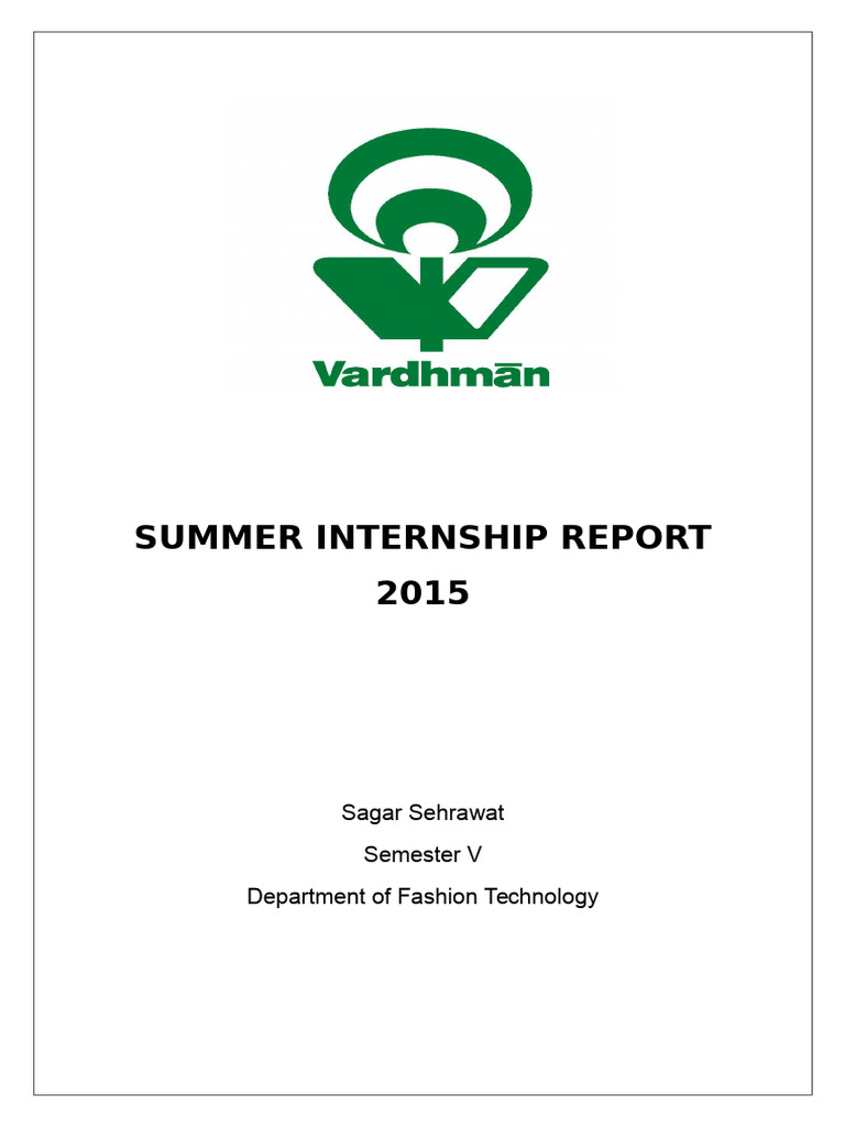 Textile Internship Vardhman | PDF | Yarn | Textiles