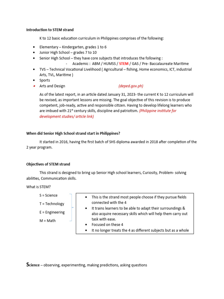 STEM Strand | PDF | Science, Technology, Engineering, And Mathematics ...