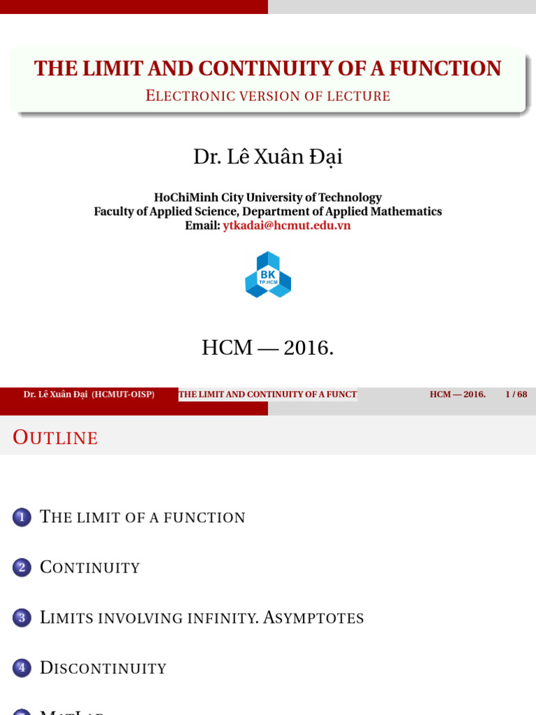 Limit Continuity Handout | PDF | Limit (Mathematics) | Continuous Function
