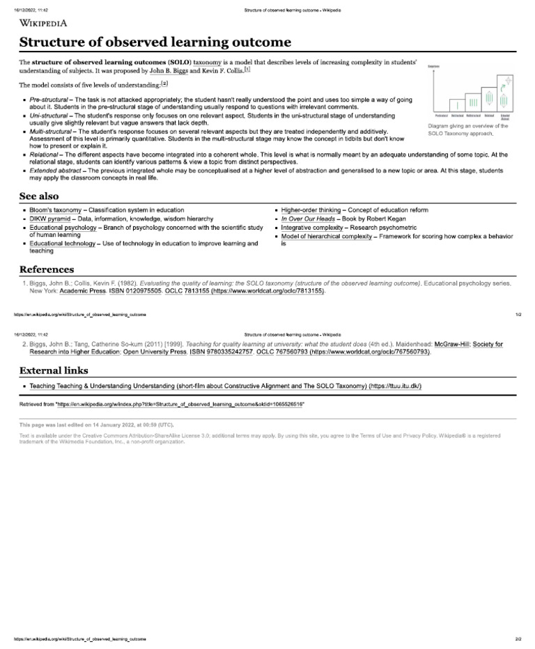 Structure of Observed Learning Outcome | PDF