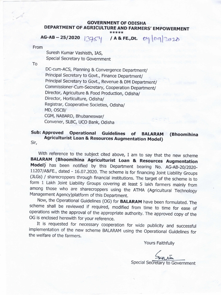 Issue Letter OG BALARAM | PDF | Agricultural Economics | Financial Services