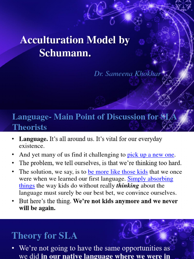 Schumann's ACC Model. Lec5 | PDF | Second Language Acquisition | Second ...