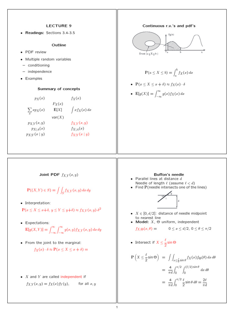 Mit6 041SCF13 L09 | PDF | Probability Density Function | Probability Theory