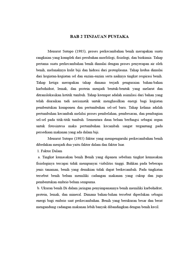 Bab 2 Tinjauan Pustaka Morfologi Identifikasi Benih Berdasarkan Tingkat Kemasakan Benih | PDF