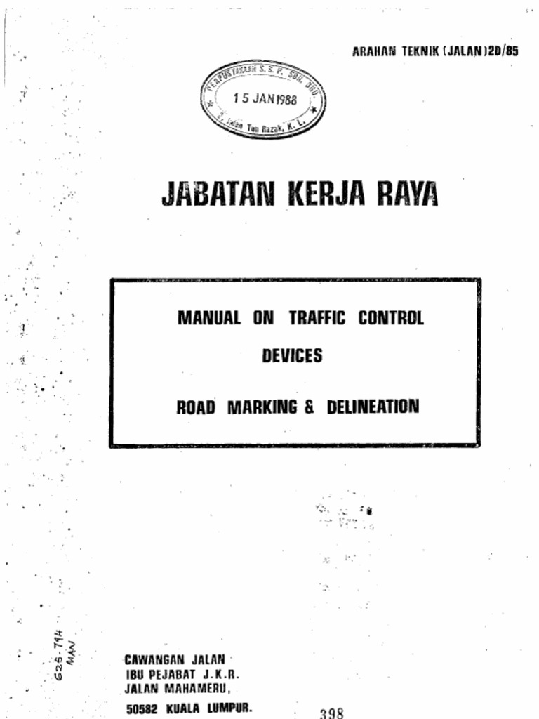Arahan Teknik (Jalan) 2D-85 (Road Marking and Delineation) | PDF